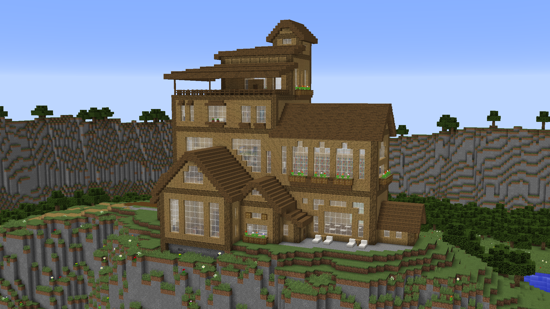 Descargar Cliffside Wooden Mansion 5 Mb Mapa De Minecraft